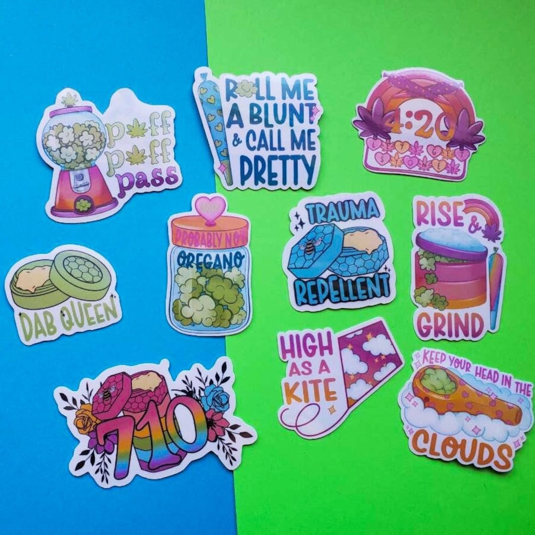 420 Mini Sticker Pack of 10, Stoner Stickers, Gifts for Cannabis Lovers ...