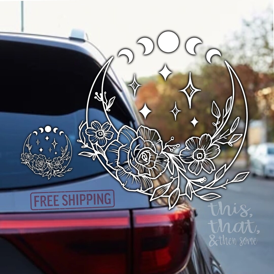 Moon and Flowers Decal Sticker, Astrology, Moon, Zodiac Bumper Sticker ...