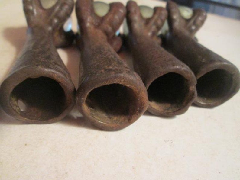 Set of FOUR Cast Iron and Glass Ball and Claw Feet Shabby Antique ...