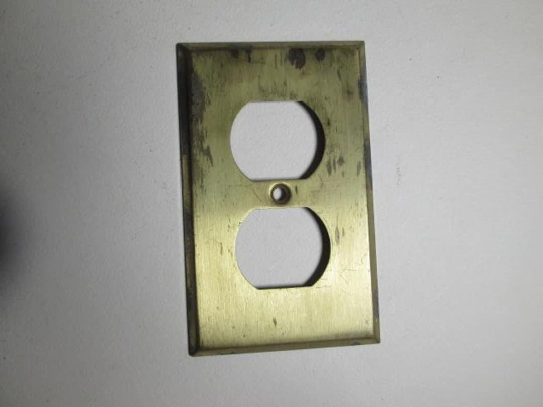 One Older Vintage Brass Electrical Outlet Plate Cover Semi Antique ...