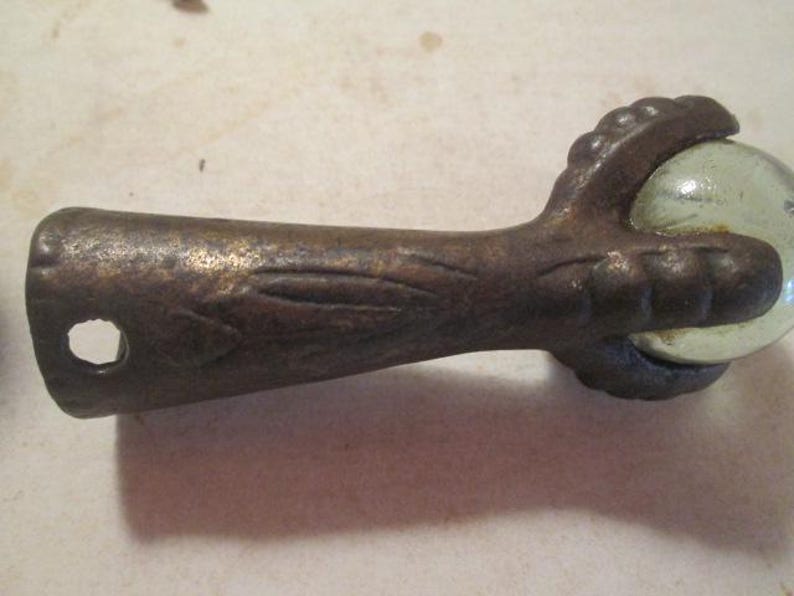 Set of FOUR Cast Iron and Glass Ball and Claw Feet Shabby Antique ...
