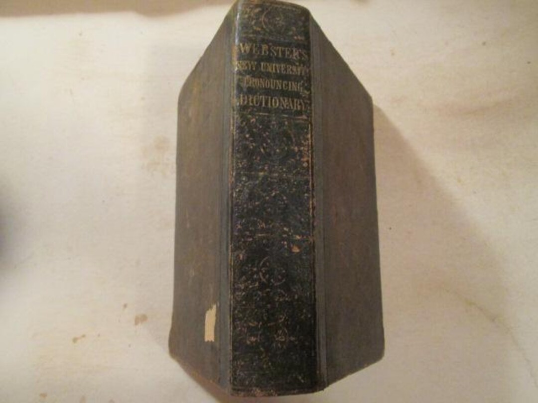 Shabby 1800s Leather Bound Dictionary Book 1856 Webster's Movie Tv ...
