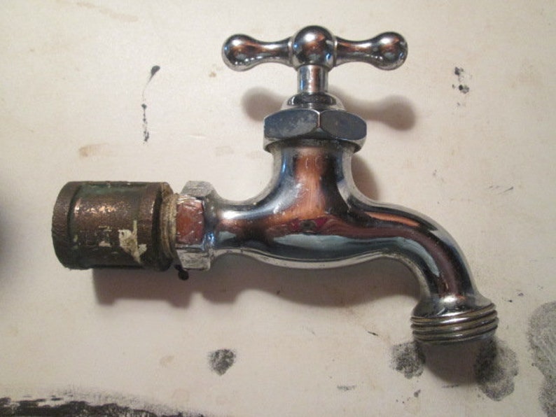 Wolverine Faucet Tap Spigot Garden Hose Connector Vintage Chrome Wash ...