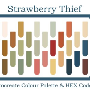 Strawberry Thief Procreate Colour Palette. Color Swatches, Illustration ...