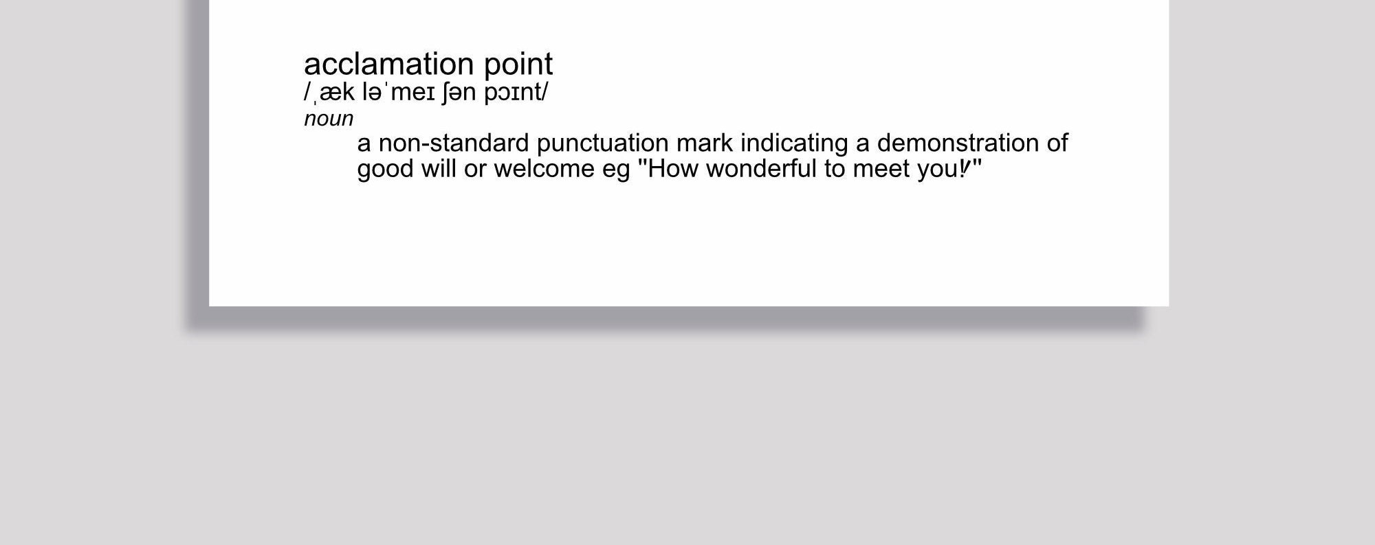 Chic Typographic Wall Art. Acclamation Point Punctuation Print. Stylish ...