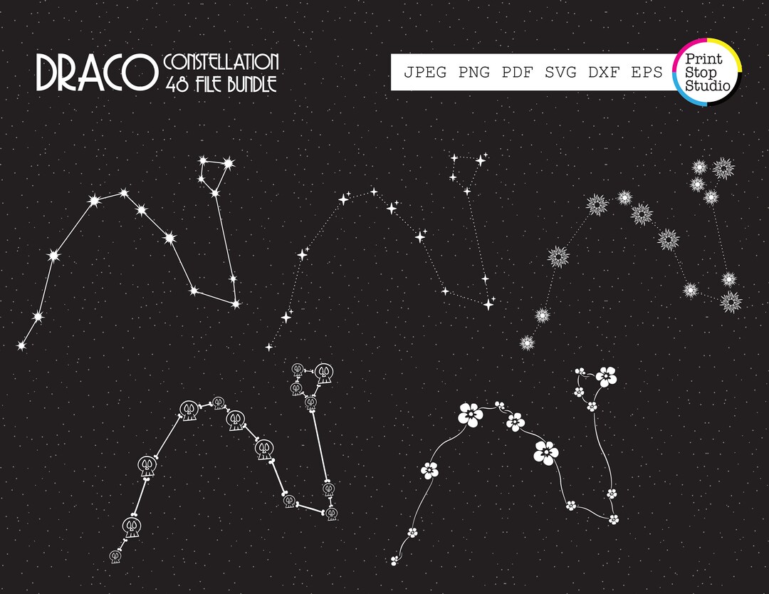 Draco Constellation SVG Bundle. Stars, Flowers, Skulls, Suns. Cricut ...