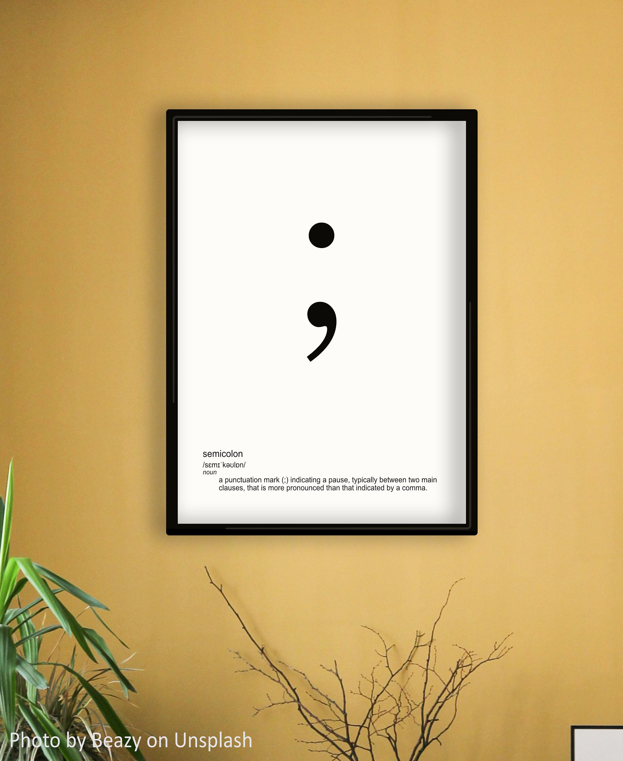 Semicolon Typography Wall Art. Punctuation Print for Language Lovers - Etsy