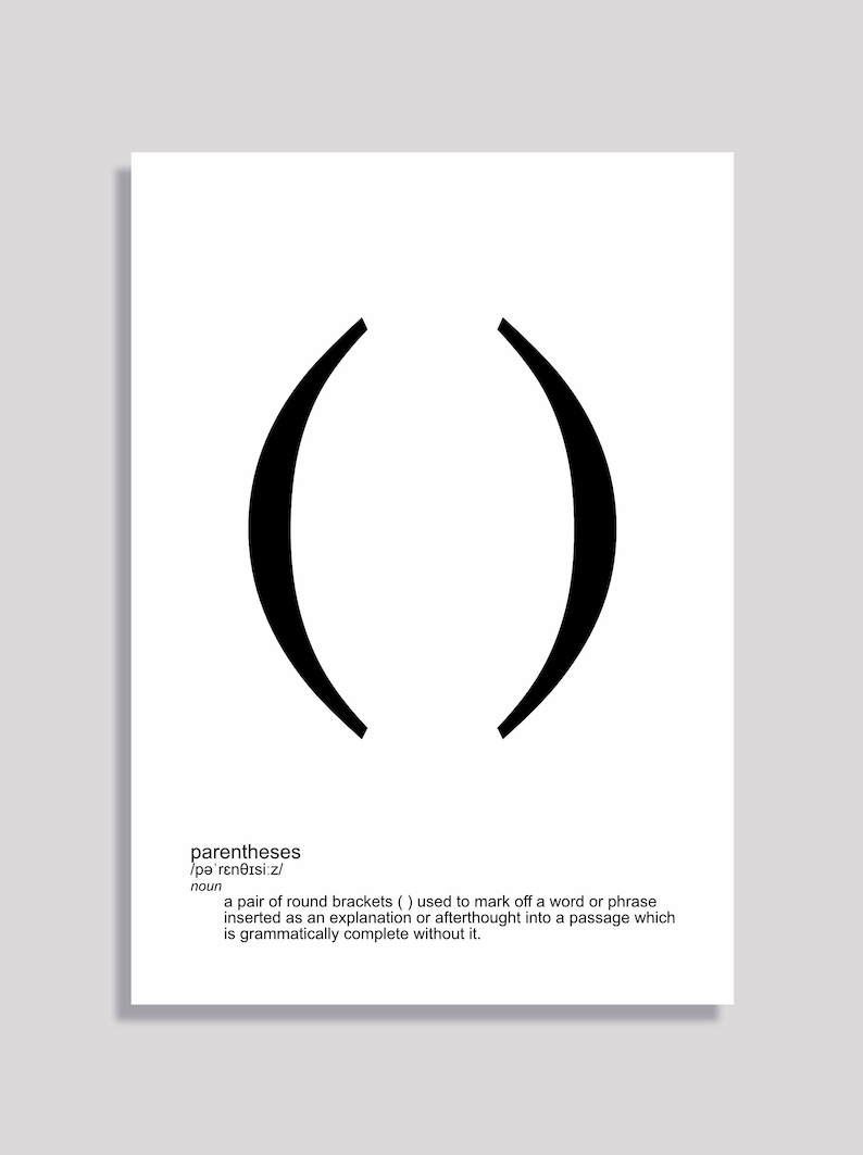 Typography Print Parentheses Punctuation Print Typographic Art - Etsy UK