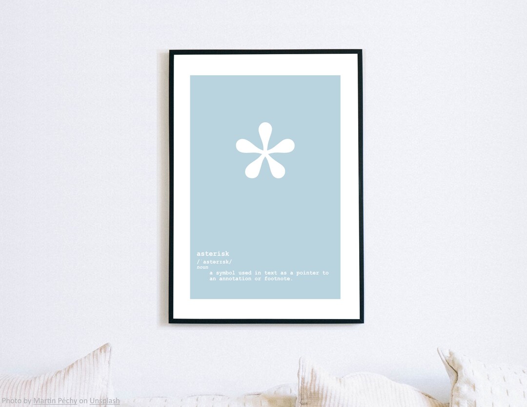 Asterisk Art Print in Blue. Stylish Typography Décor - Etsy