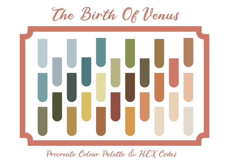 The Birth of Venus Procreate Colour Palette. Color Swatches ...
