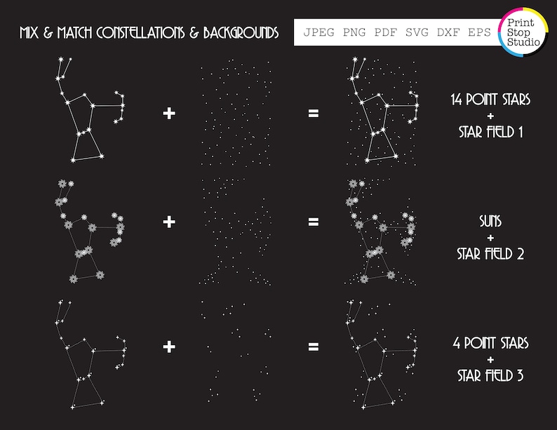 Orion Constellation SVG Bundle. Stars, Flowers, Skulls, Suns. Cricut Files - Etsy UK