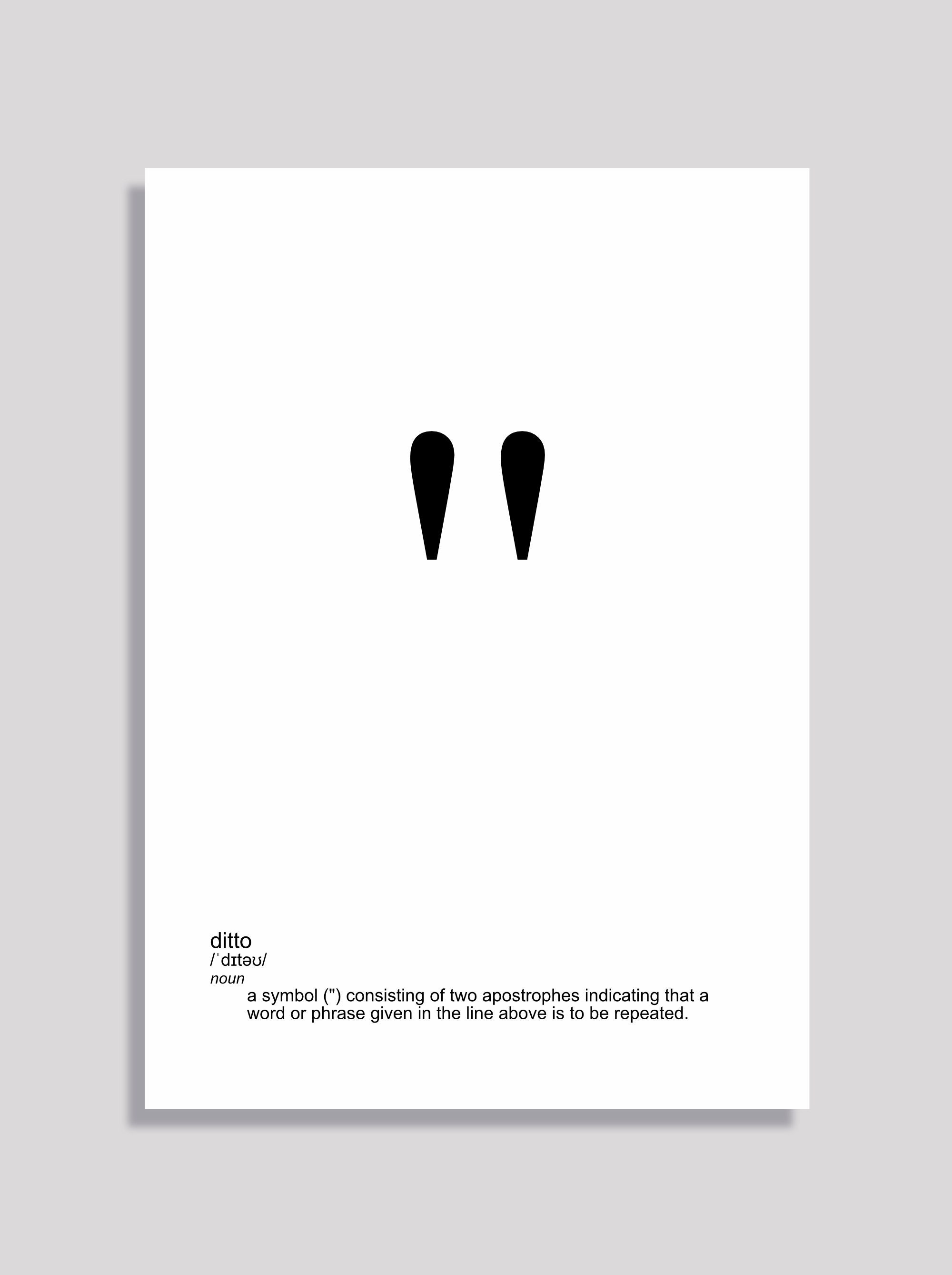 Ditto Mark Punctuation Print. Vintage Typographic Art for Bookworm ...