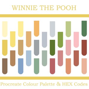 Winnie the Pooh Procreate Colour Palette. Color Swatches, Illustration ...