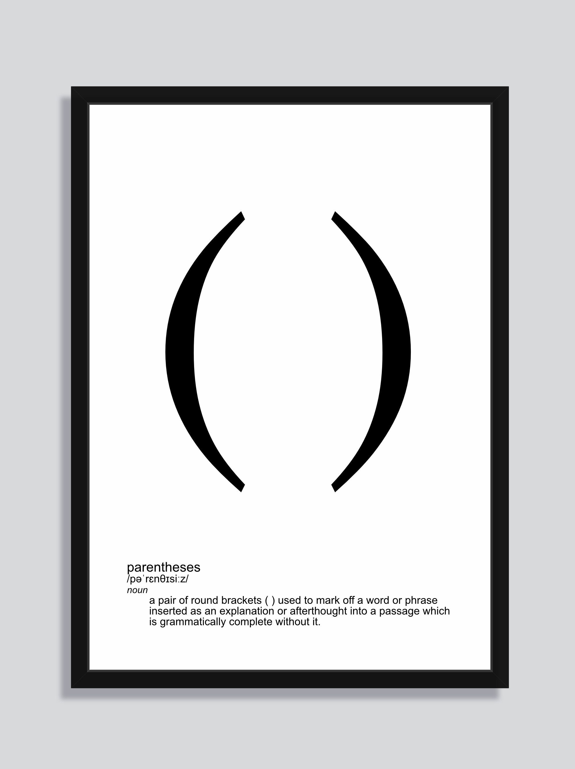 Typography Print Parentheses Punctuation Print Typographic Art ...