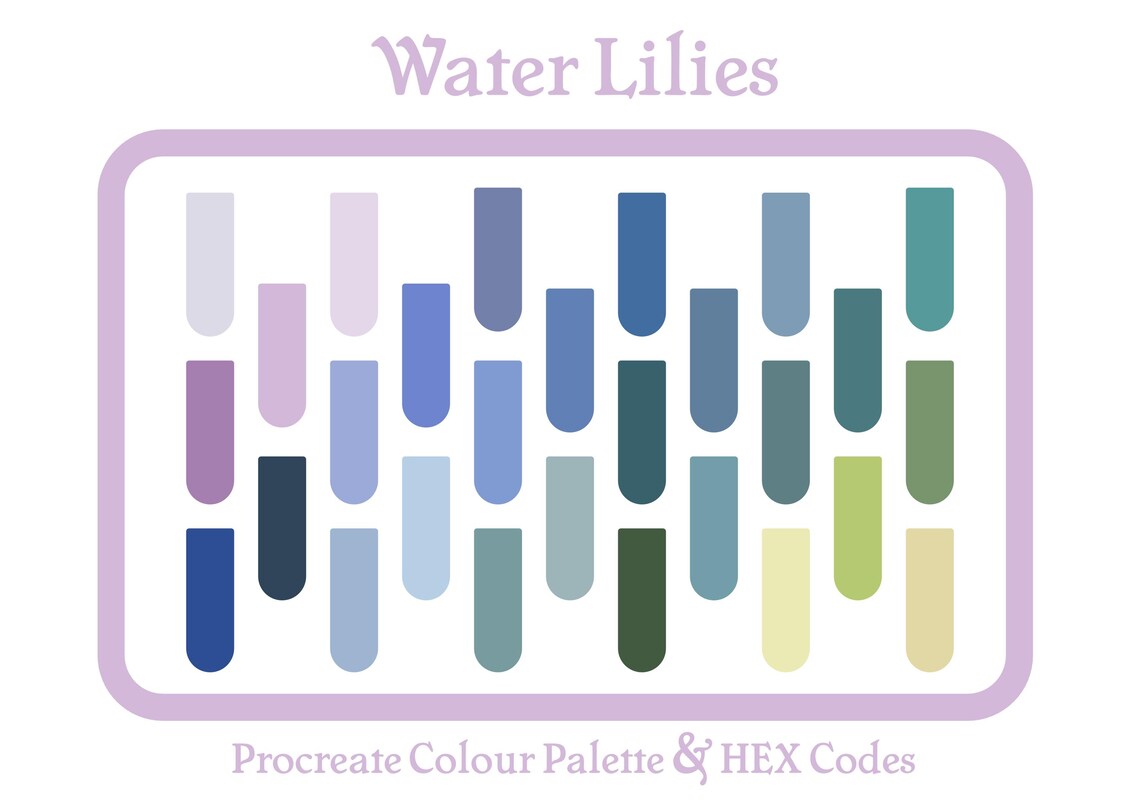 Water Lilies Procreate Colour Palette. Color Swatches, Illustration ...