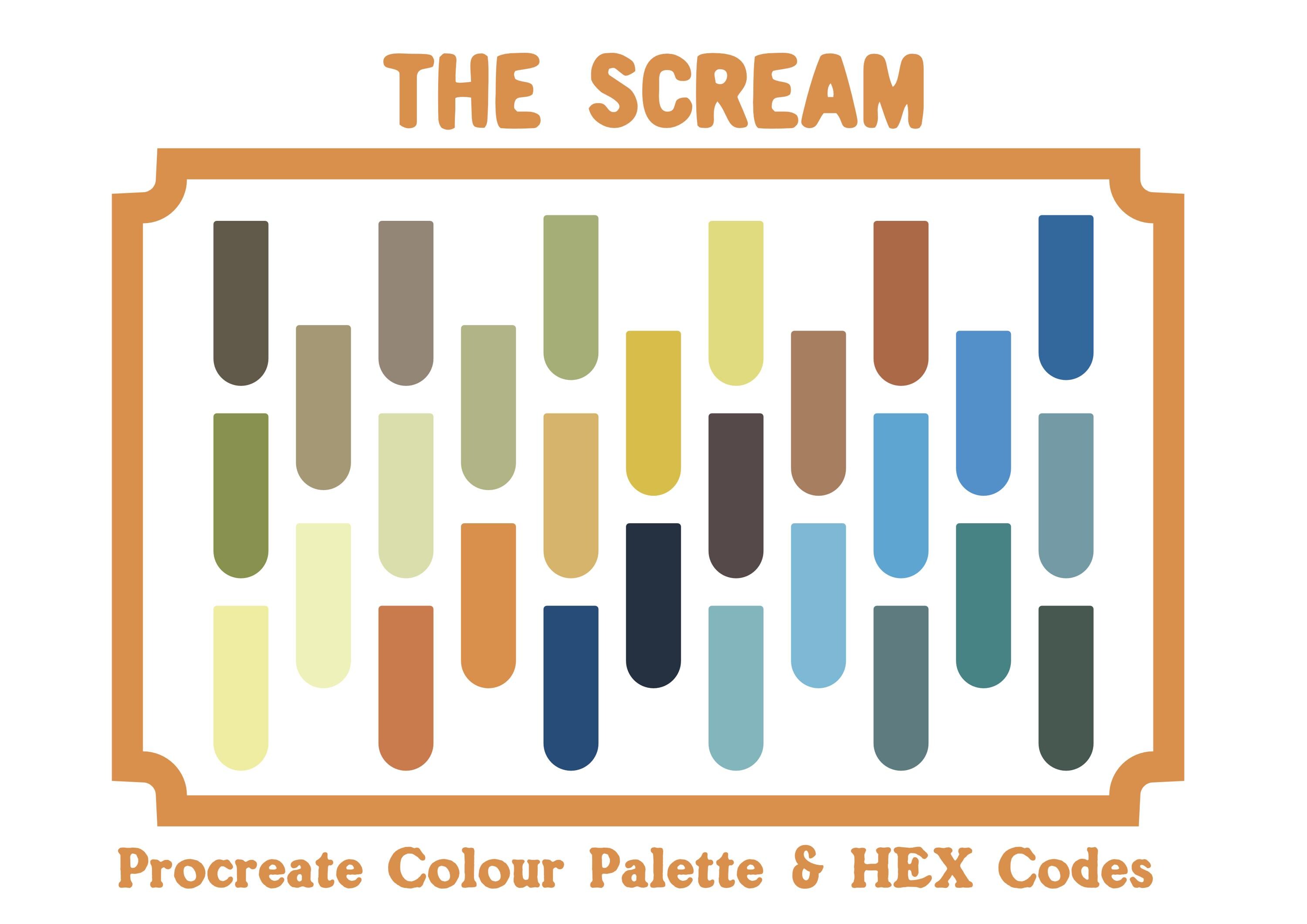 The Scream Procreate Colour Palette. Color Swatches, Illustration ...