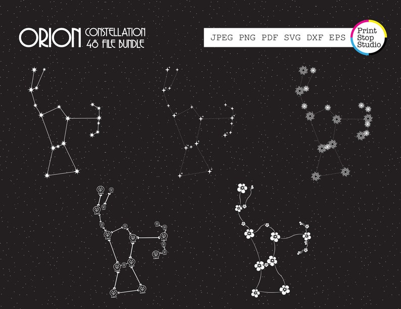 Orion Constellation SVG Bundle. Stars, Flowers, Skulls, Suns. Cricut ...