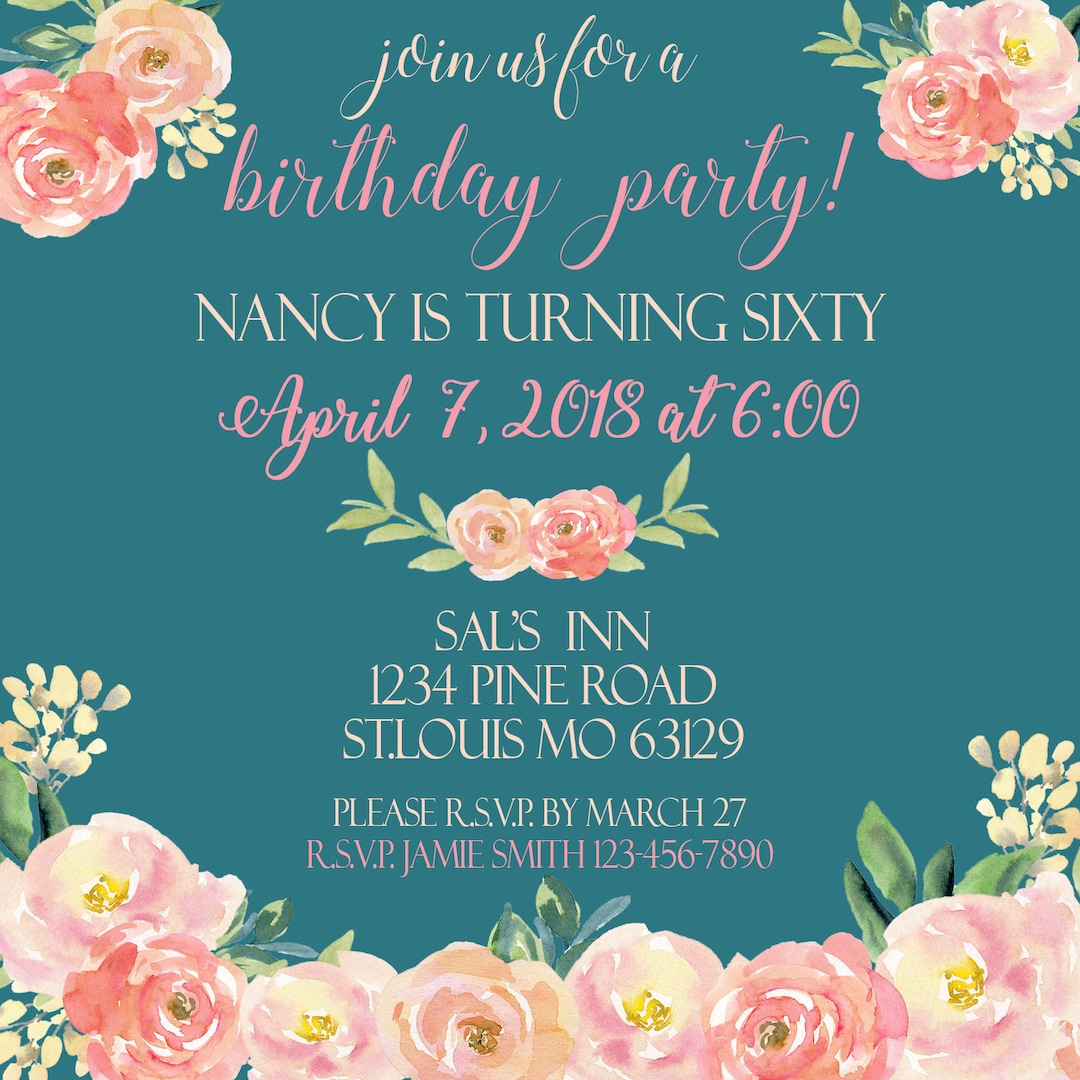 Floral Birthday Party Invitation - Etsy