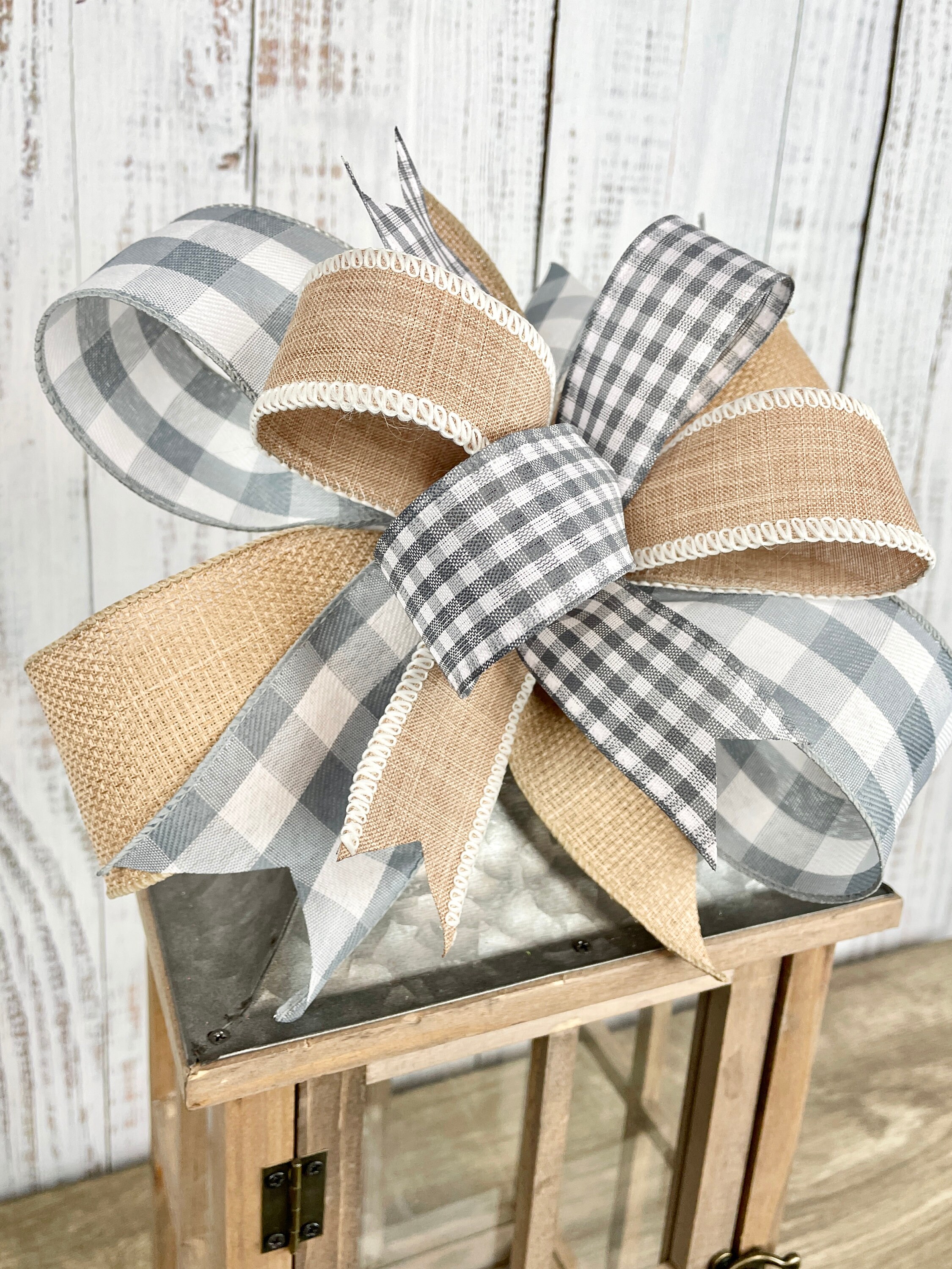 Farmhouse Bow Beige and Gray Bow Bow for Wreath Spring - Etsy