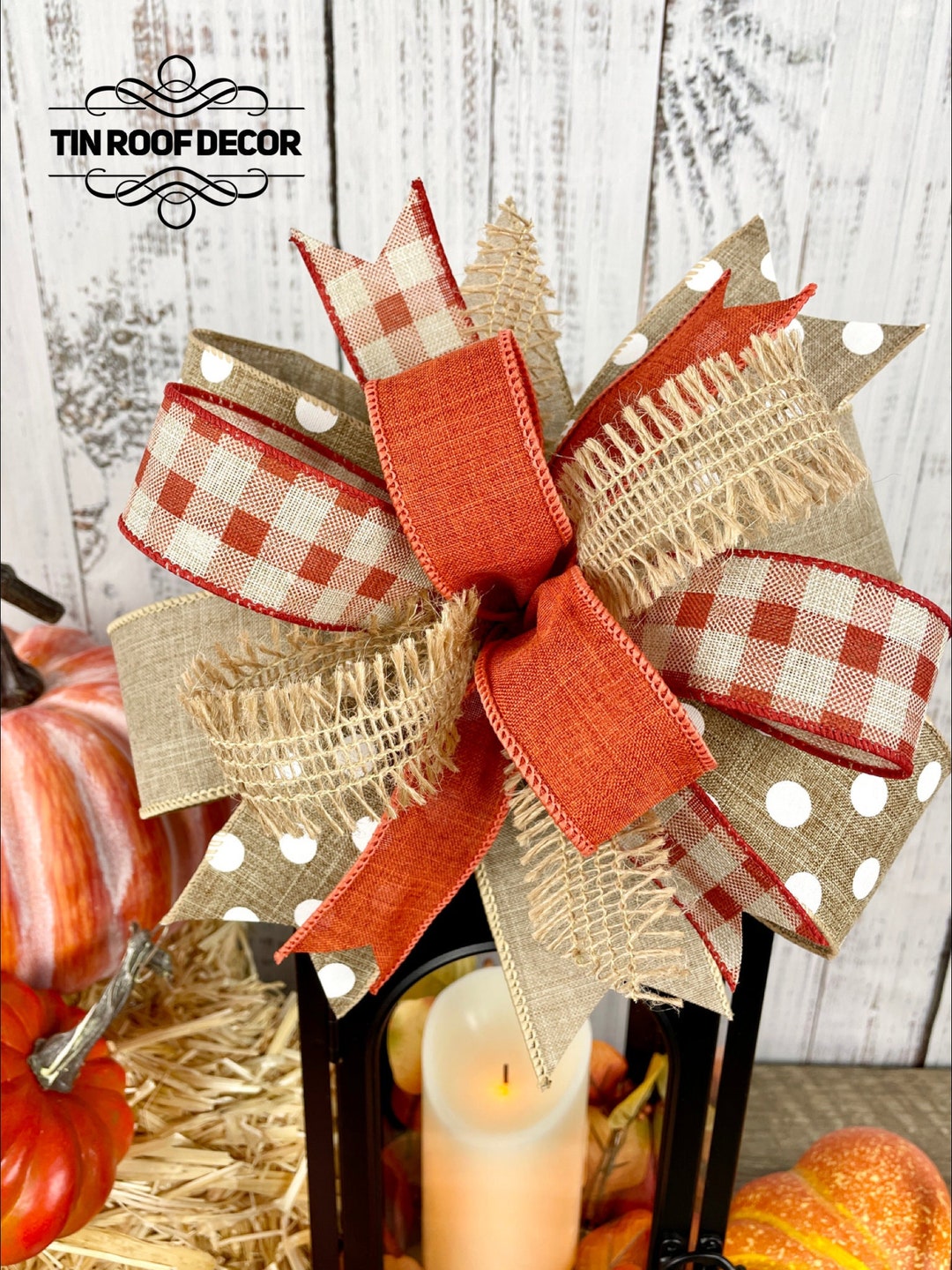 Fall Bow for Wreath, Fall Wreath Bow, Fall Lantern Bow, Fall Door ...