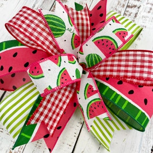 Watermelon Wreath Bow, Watermelon Decor, Spring Bow, Summer Wreath Bow ...