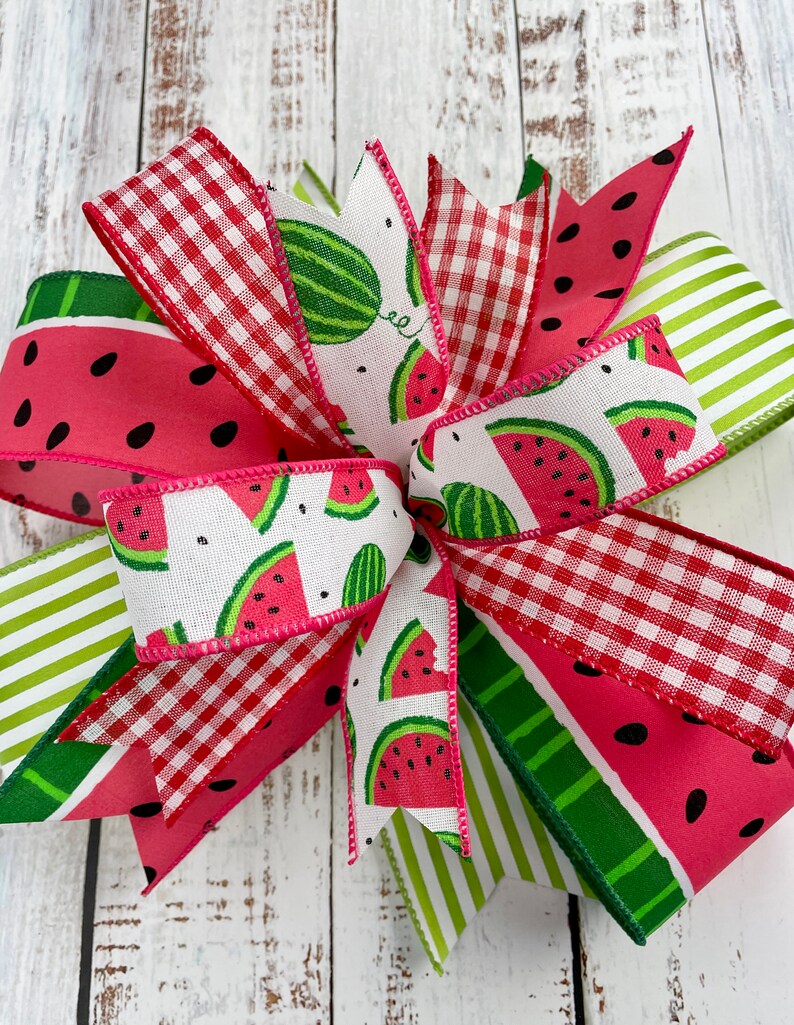 Watermelon Wreath Bow Watermelon Decor Spring Bow Summer Etsy