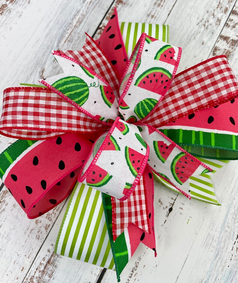 Watermelon Wreath Bow Watermelon Decor Spring Bow Summer - Etsy