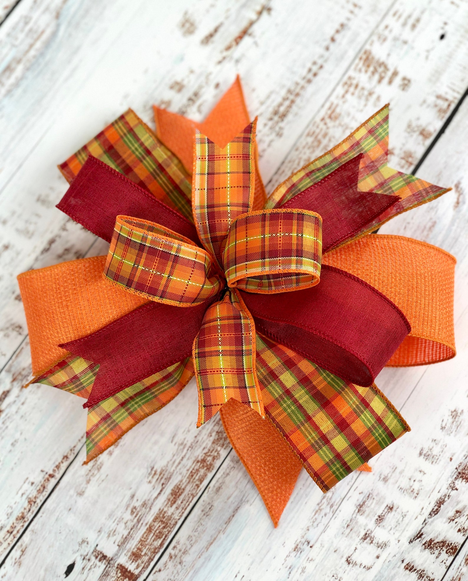 Fall Bow Fall Wreath Bow Wreath Embellishment Thanksgiving - Etsy