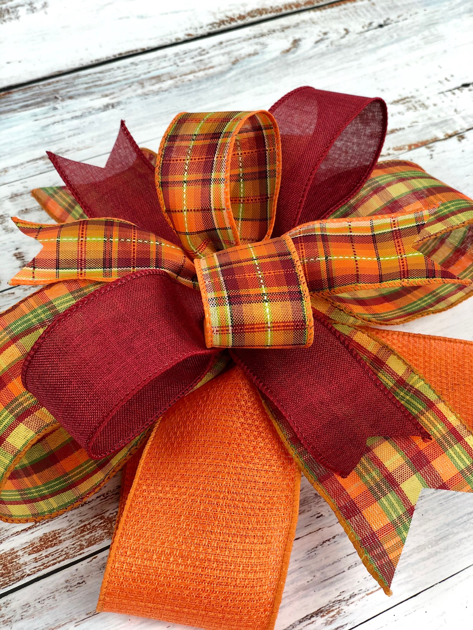 Fall Bow Fall Wreath Bow Wreath Embellishment Thanksgiving - Etsy
