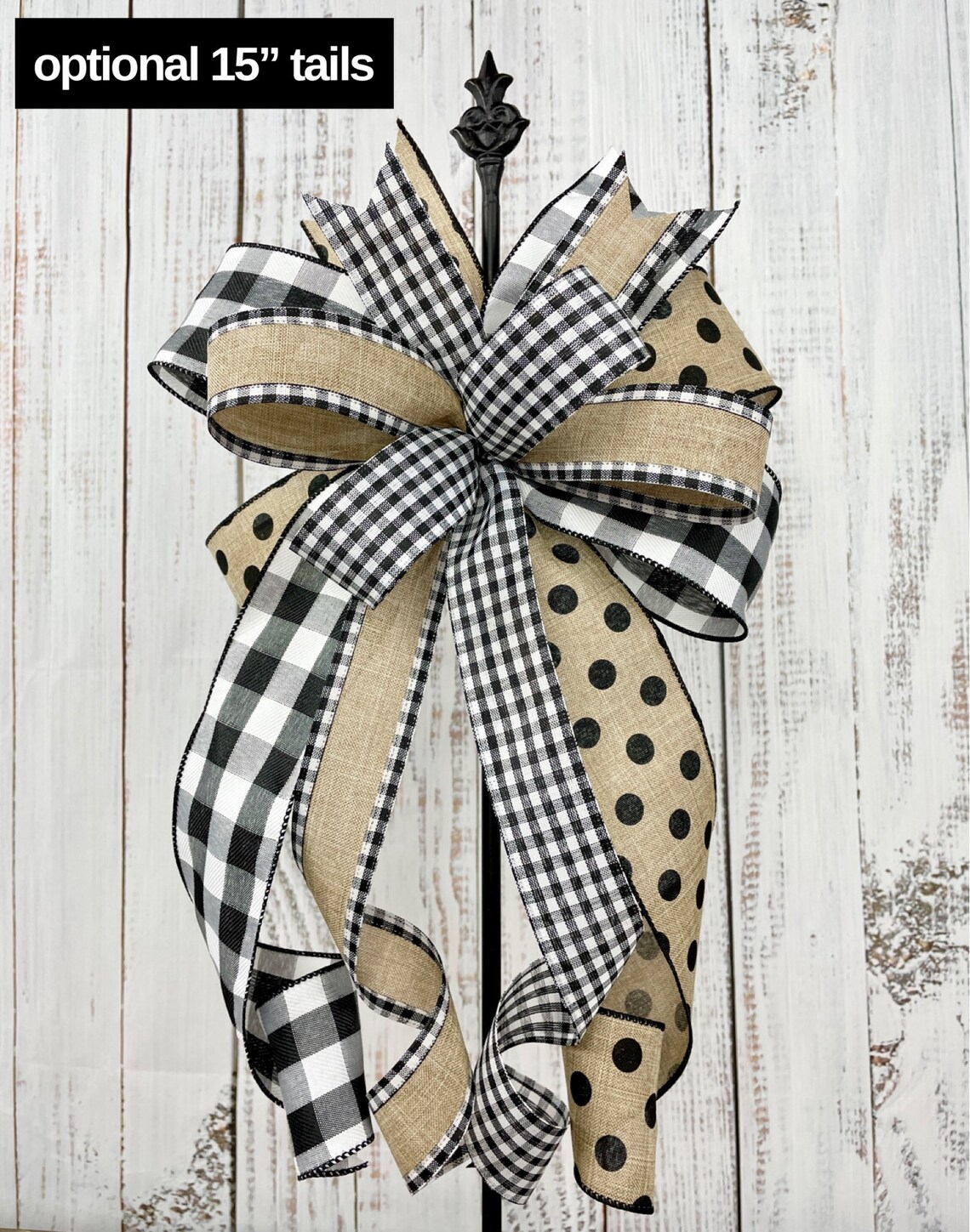 Farmhouse Bow Black and Tan Bow Polka Dot Bow Summer Bow - Etsy