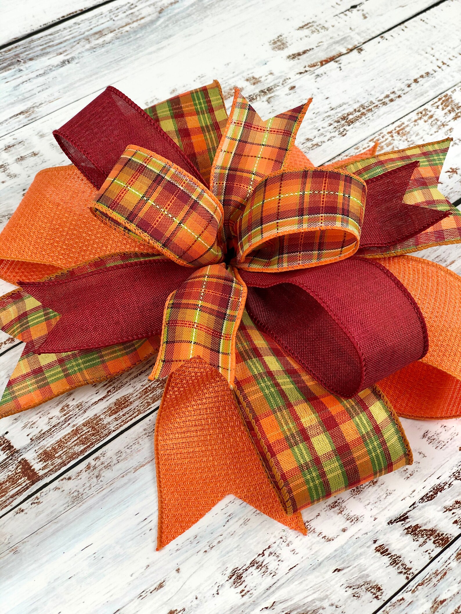 Fall Bow Fall Wreath Bow Wreath Embellishment Thanksgiving - Etsy
