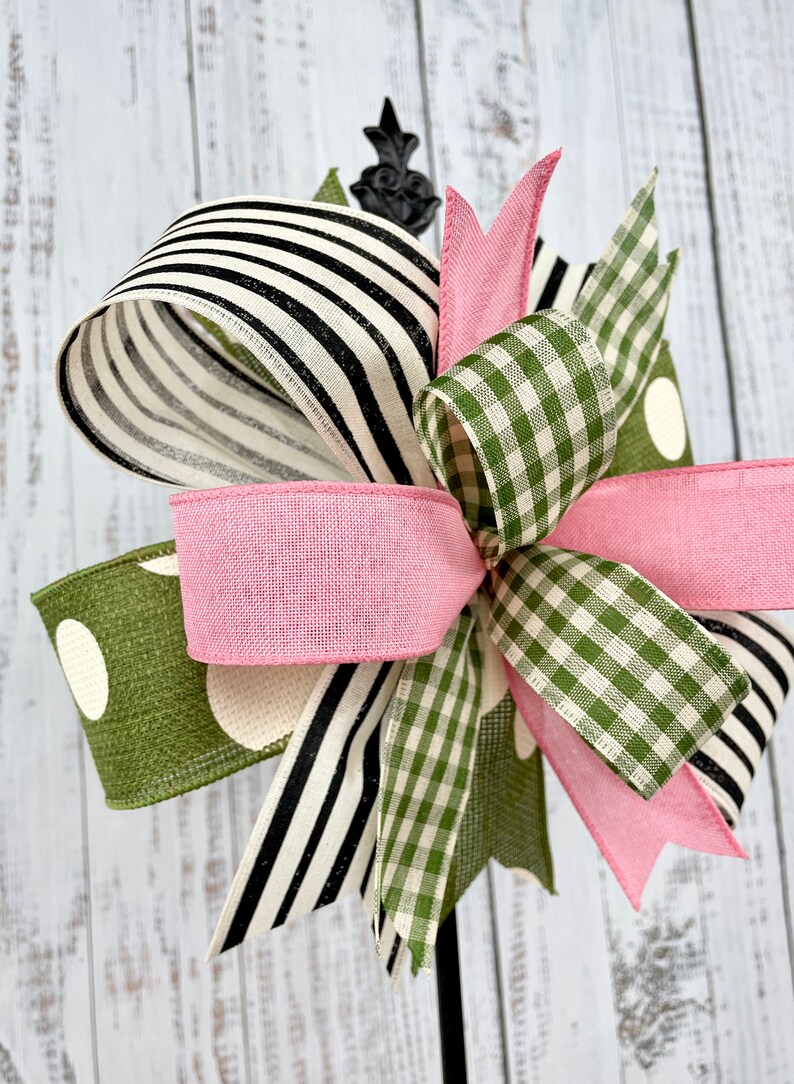 Spring Wreath Bow Pink and Green Bow Summer Wreath Bow Bow - Etsy