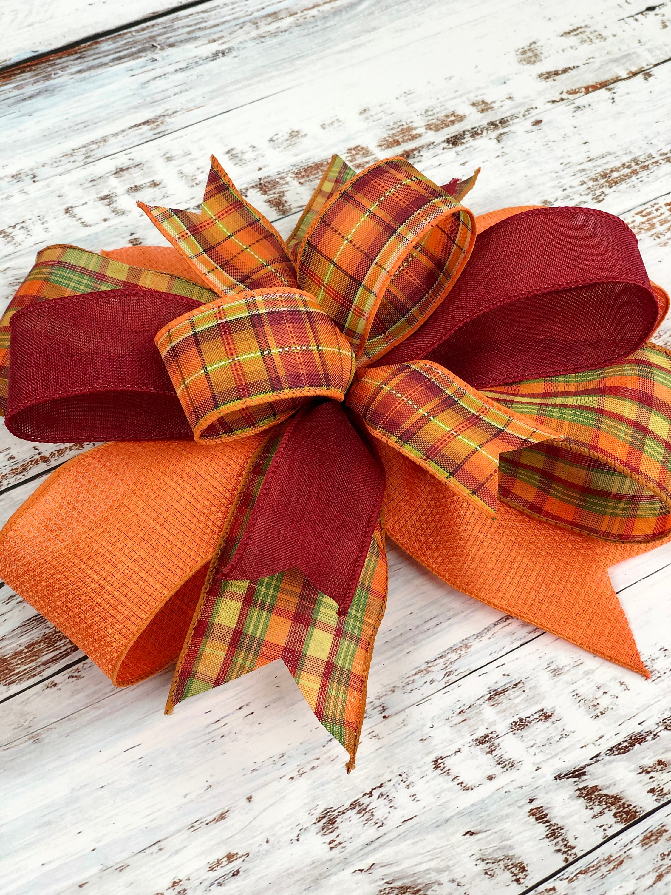 Fall bow fall wreath bow wreath embellishment Thanksgiving | Etsy