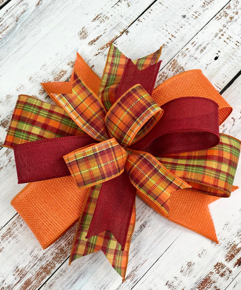 Fall Bow Fall Wreath Bow Wreath Embellishment Thanksgiving - Etsy