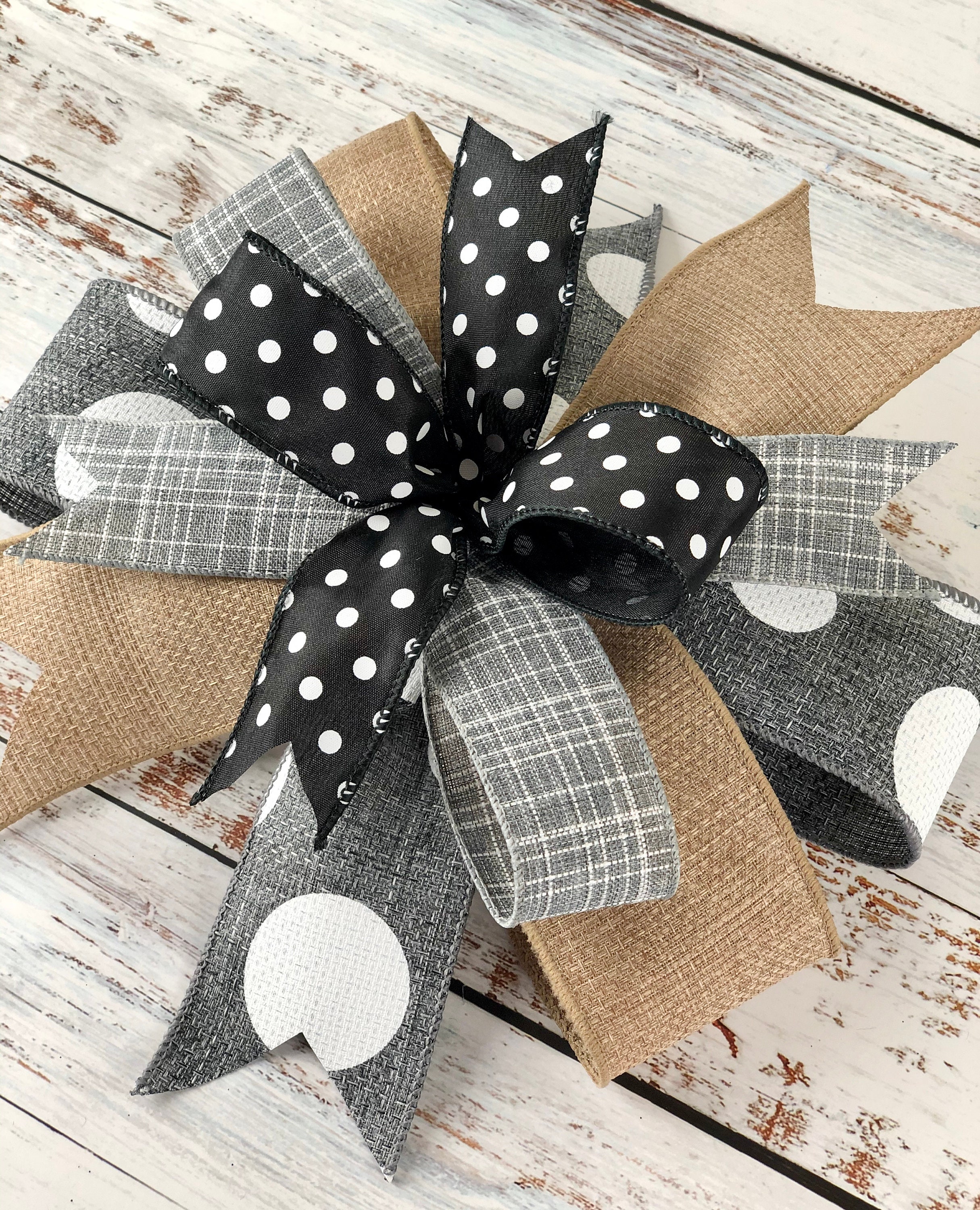 Farmhouse bow farmhouse wreath bow wreath embellishment | Etsy