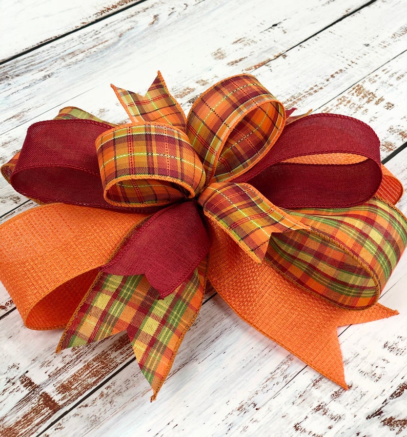 Fall Bow Fall Wreath Bow Wreath Embellishment Thanksgiving - Etsy