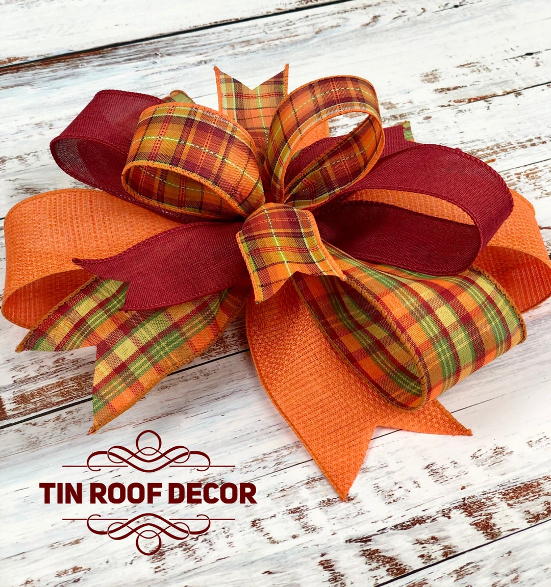 Fall Bow, Fall Wreath Bow, Wreath Embellishment, Thanksgiving Decor ...