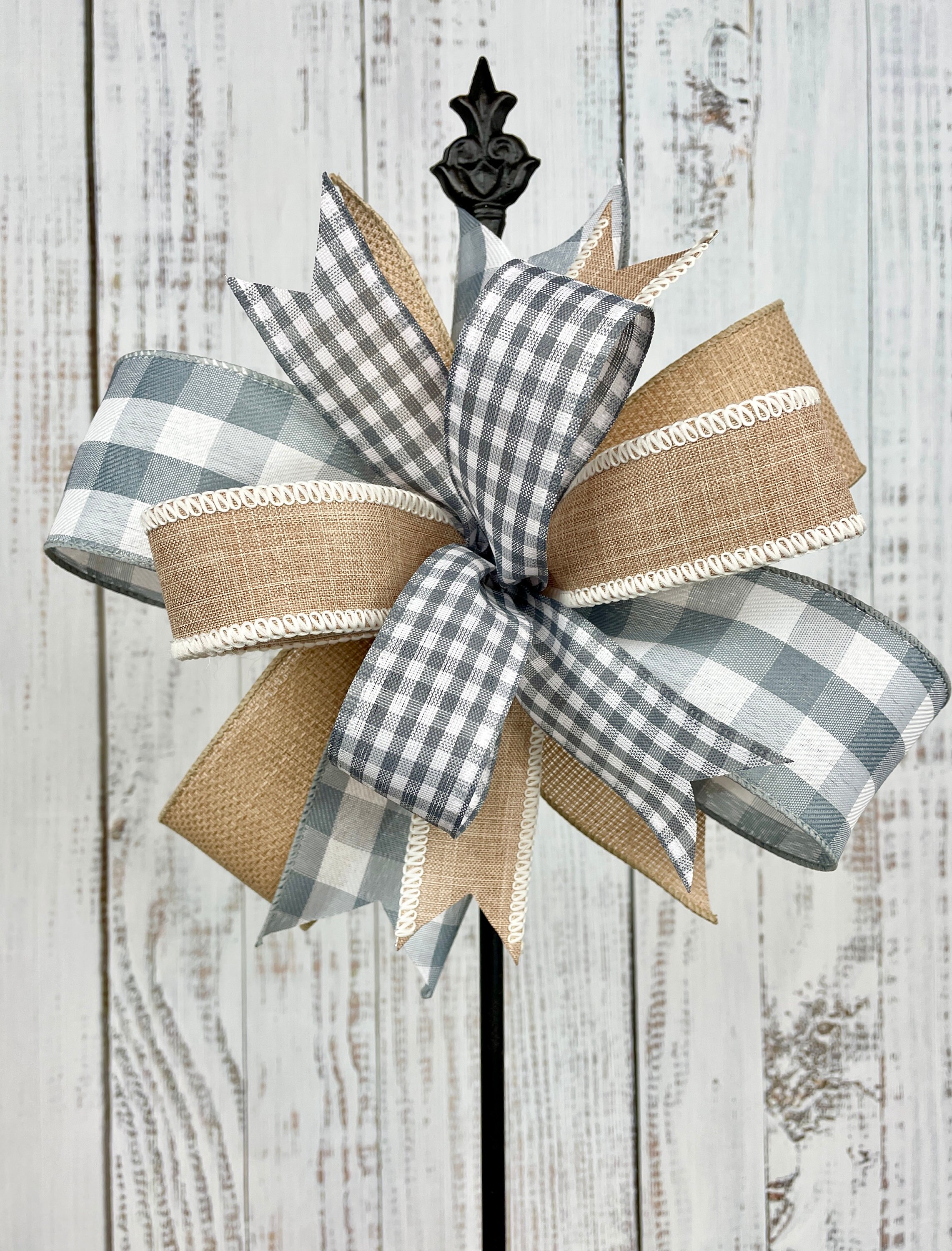 Farmhouse Bow Beige and Gray Bow Bow for Wreath Spring - Etsy