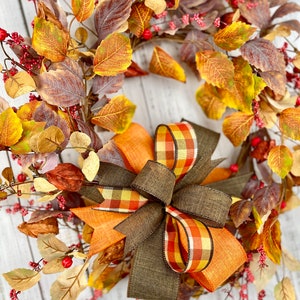 Fall Wreath Bow, Fall Lantern Bow, Fall Door Hanger Bow, Wreath ...