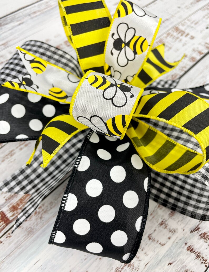 Bumblebee Bow Bee Bow Black and Yellow Bow Summer Bow - Etsy