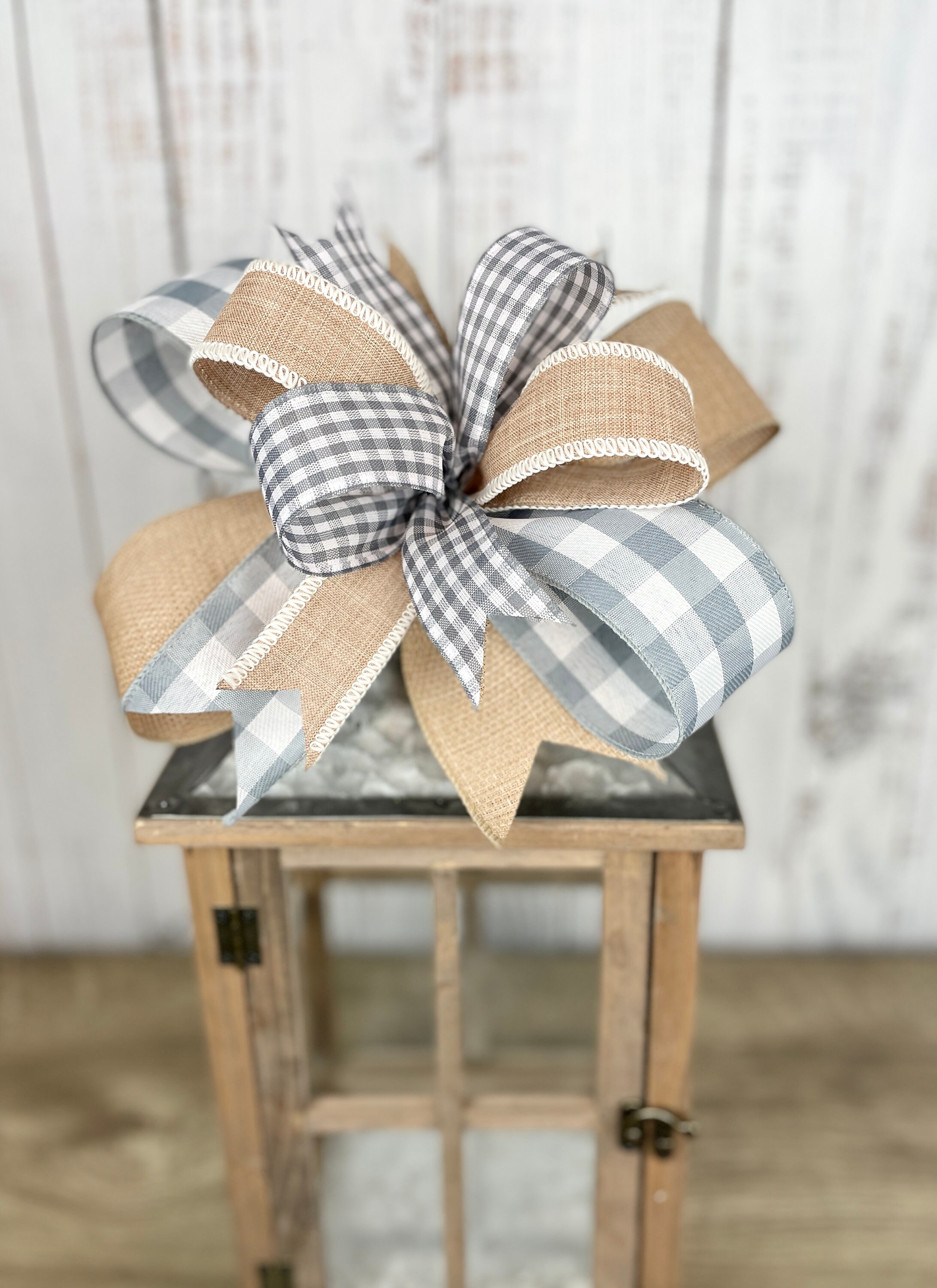 Farmhouse Bow Beige and Gray Bow Bow for Wreath Spring - Etsy