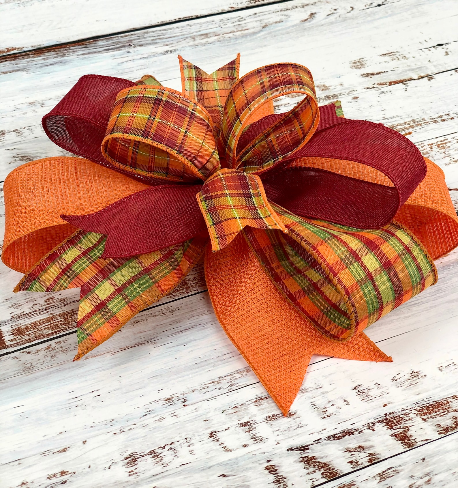 Fall Bow Fall Wreath Bow Wreath Embellishment Thanksgiving - Etsy