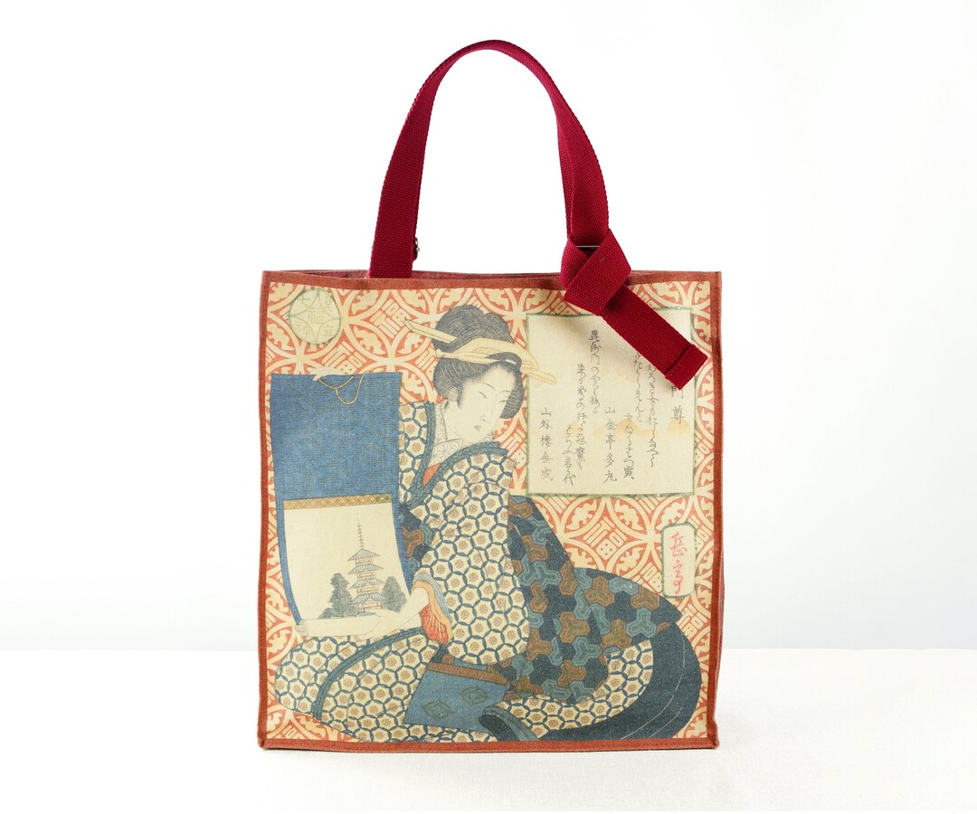 Canvas Purse With Geisha Design | Yashima Gakutei Tote | Traditional ...