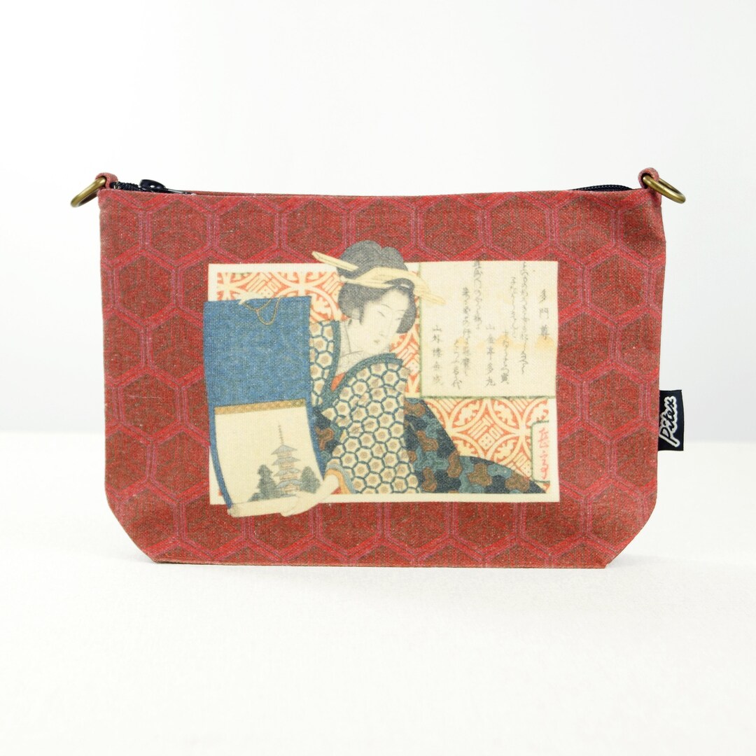 Canvas Makeup Bag With Yashima Gakutei Print Geisha With a Scroll ...