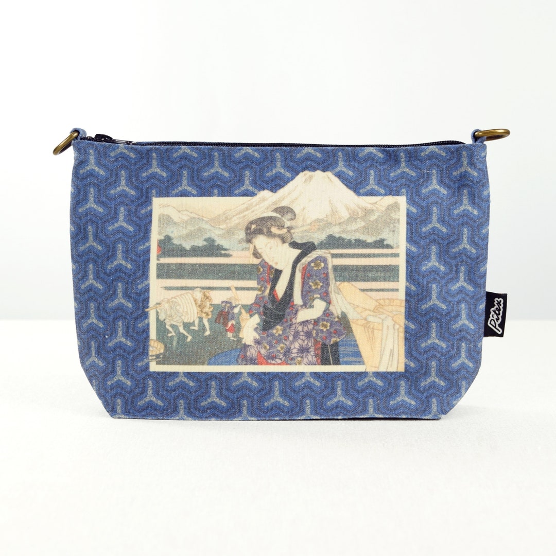 Canvas Makeup Bag With Yashima Gakutei Print Geisha on a River ...