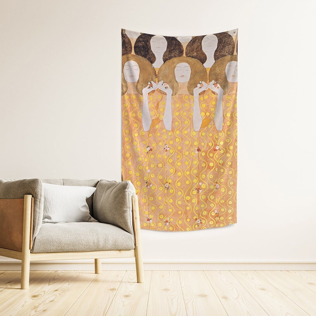 Klimt Mural Wall Tapestry | Gustav Klimt's Beethoven Frieze | Boho ...