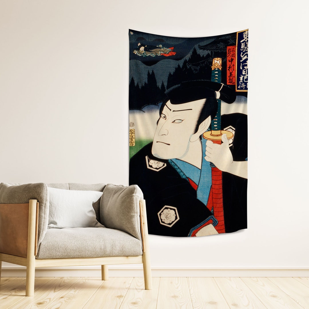 Japanese Wall Art Samurai Wall Tapestry | Traditional Japan Kabuki ...