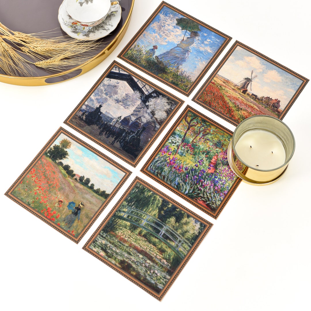 Claude Monet Fabric Famous Artworks Placemat Set 6 Pcs | Cottagecore ...