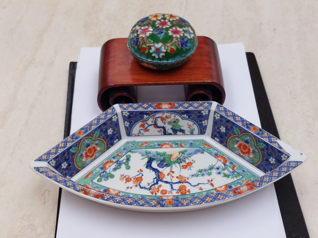 Chinese Style Fan Shaped Dish and Chinese Cloisonne Pot - Etsy UK