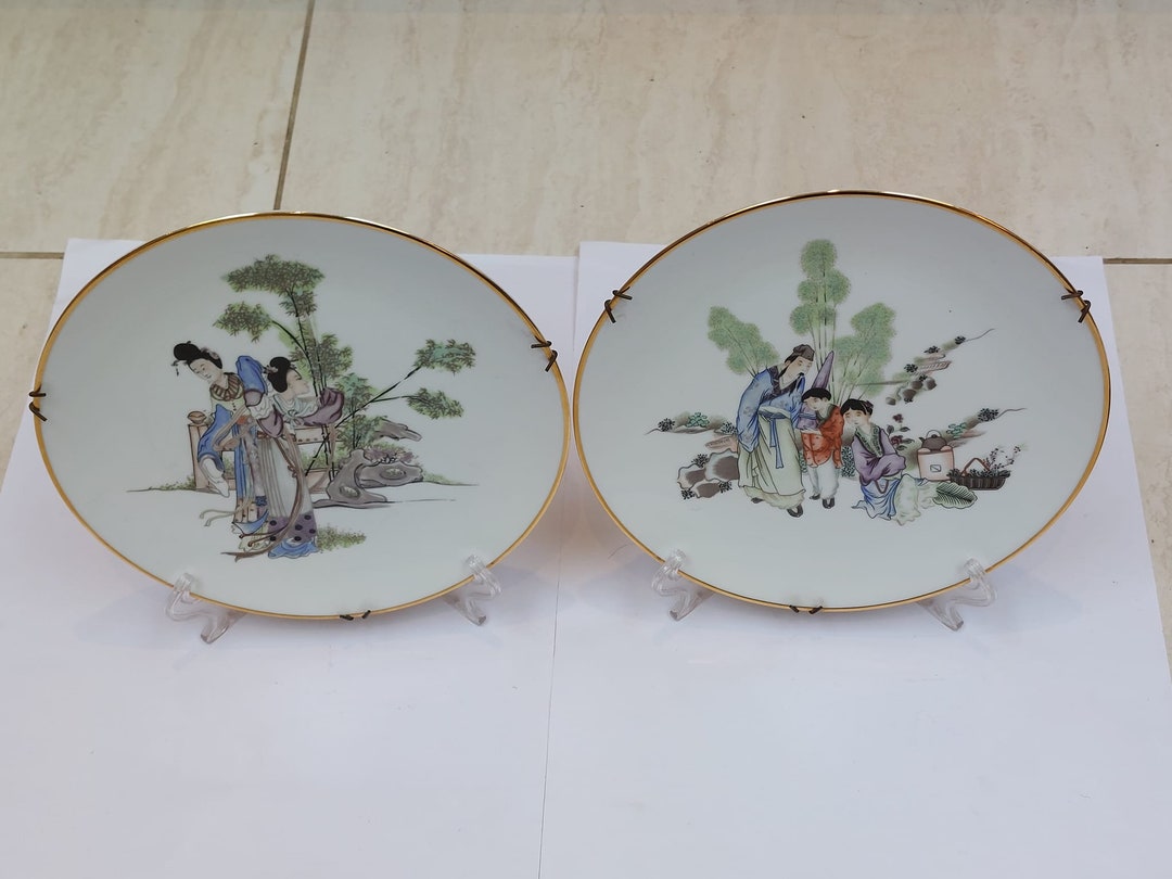 A Pair of Royal Worcester Chinese Subject Plates - Etsy